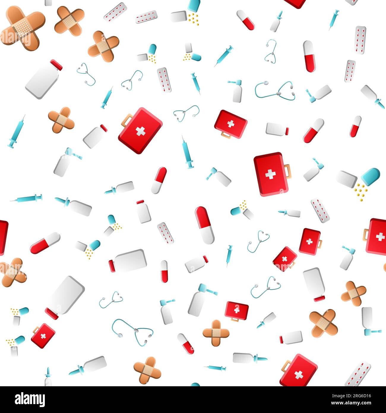 Endless seamless pattern of medical scientific medical items icons jars ...