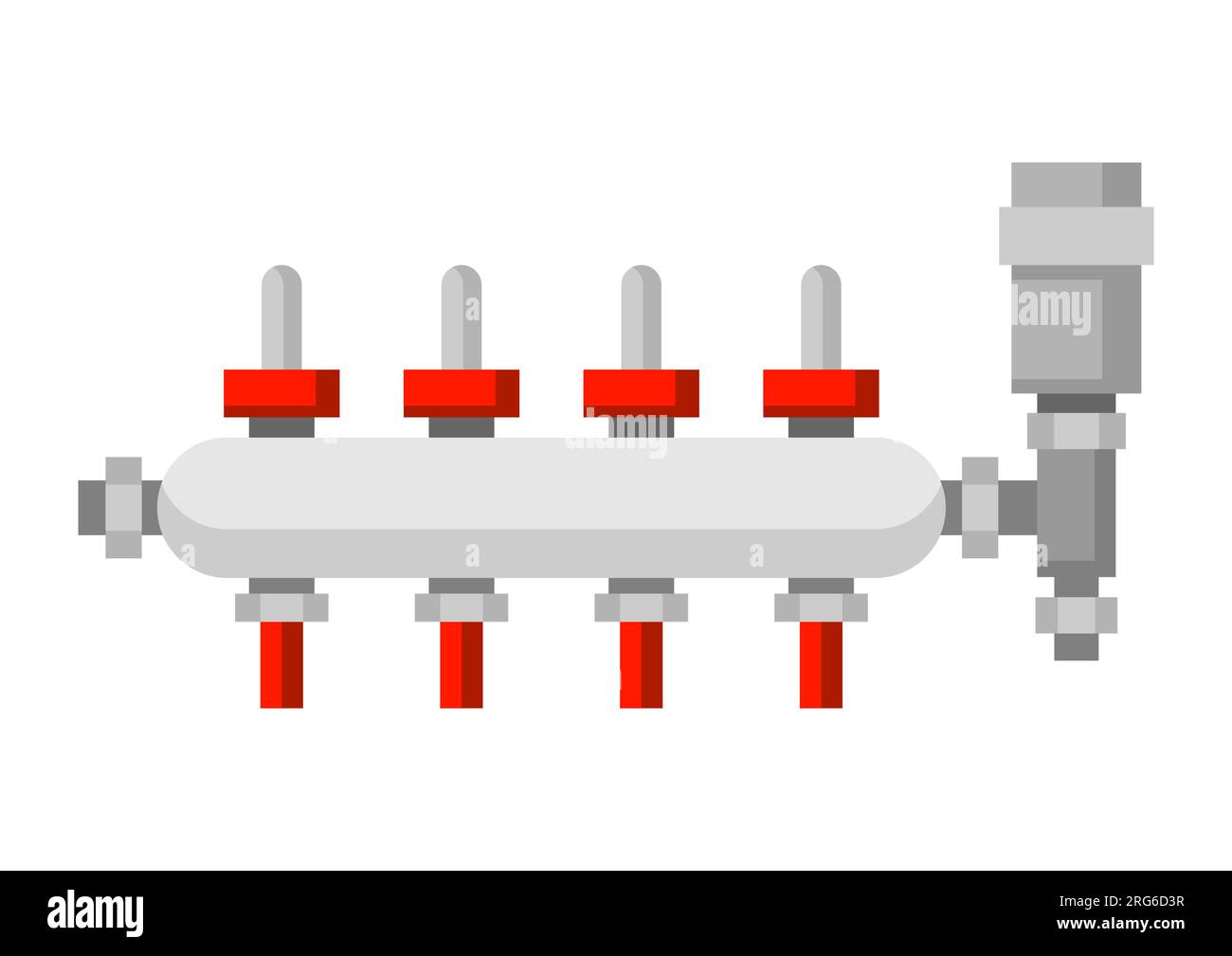 Illustration of hydronic manifold. Industrial image of plumbing object ...