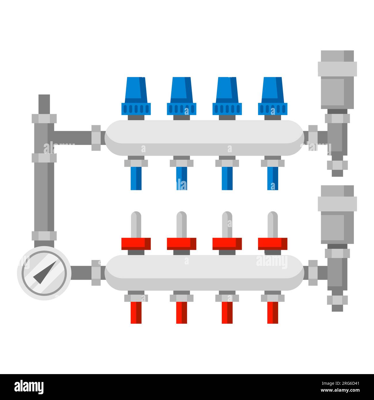 Illustration of hydronic manifolds. Industrial image of plumbing object ...