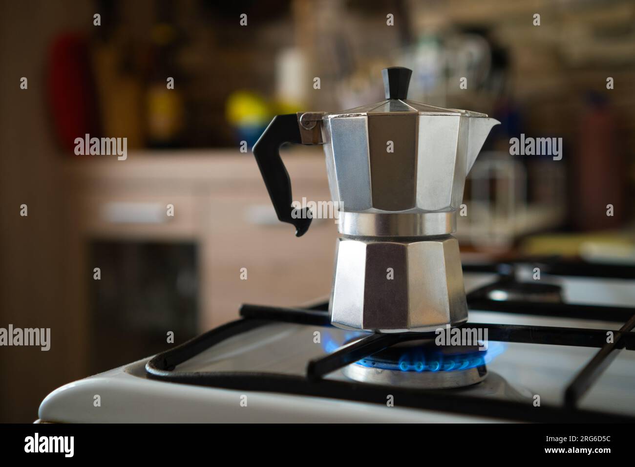Old kettle on gas stove hi-res stock photography and images - Alamy