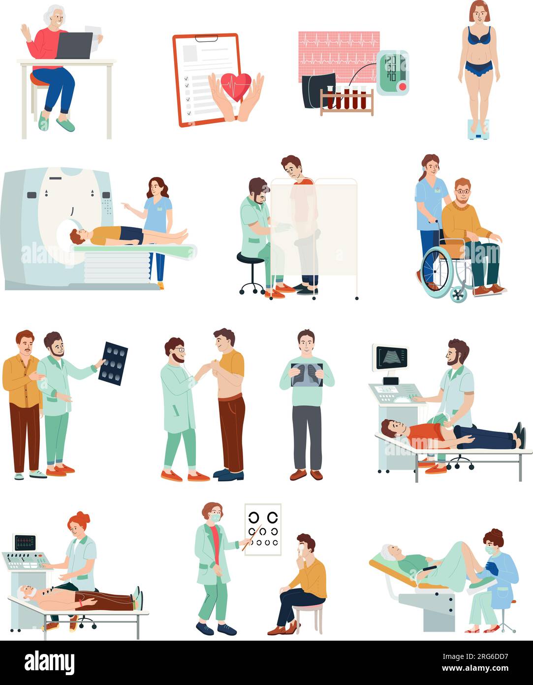 Medical checkup set with healthcare symbols flat isolated vector ...