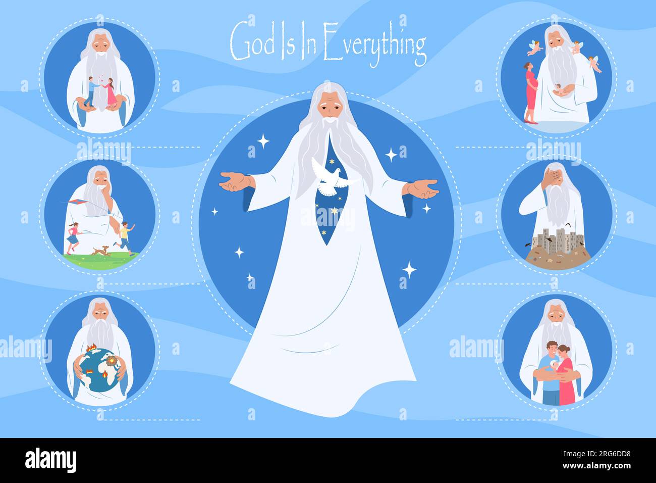 God father flat set of infographic compositions with old man doing ...