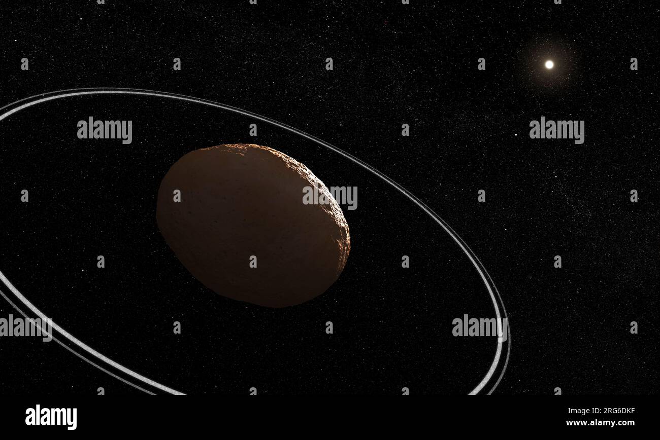 Artist's concept of Centaur 1099 Chariklo and its rings Stock Photo - Alamy