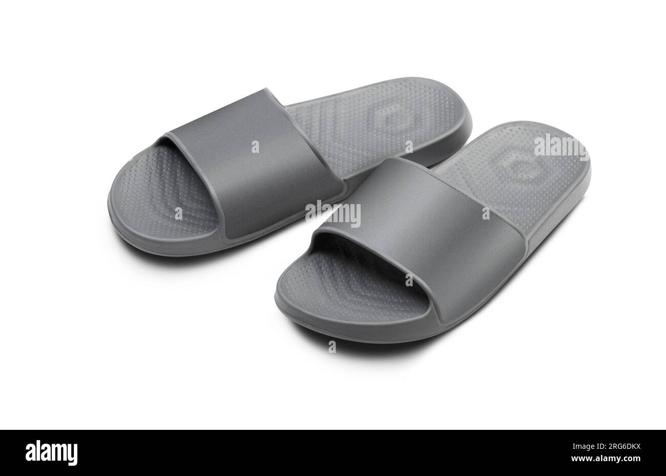 Pair of rubber slippers isolated on white background. With clipping ...