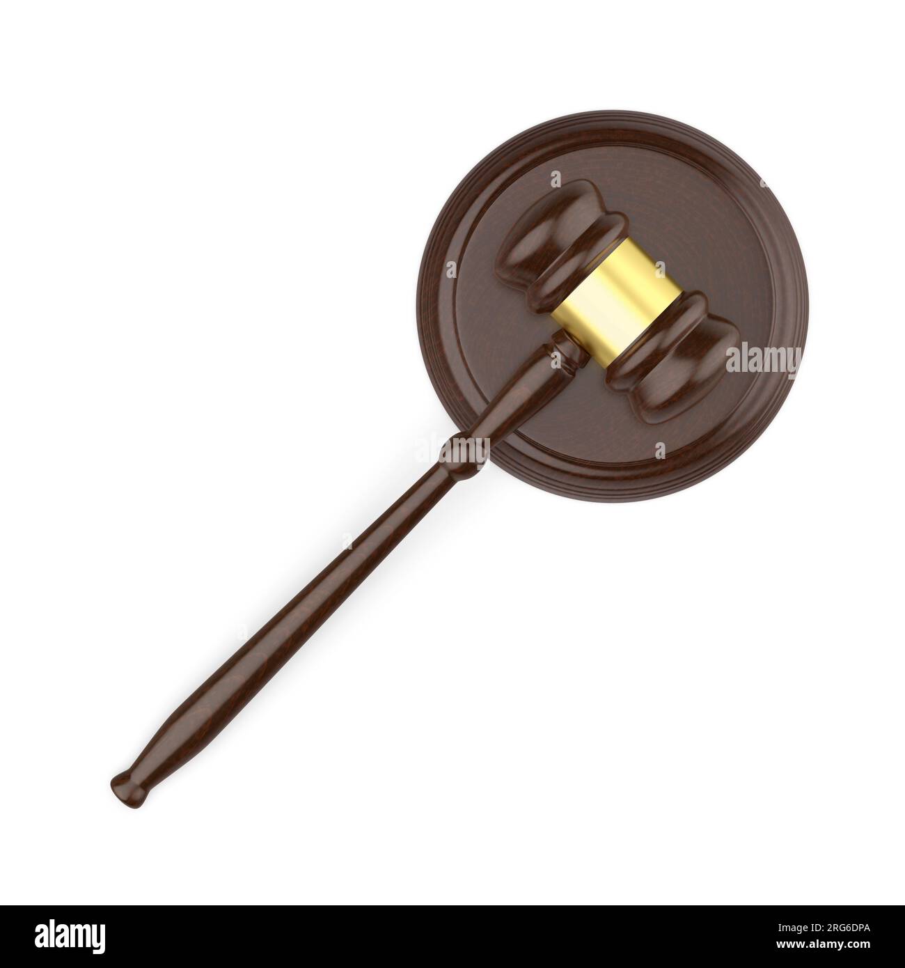 Top view of wooden gavel on white background Stock Photo - Alamy