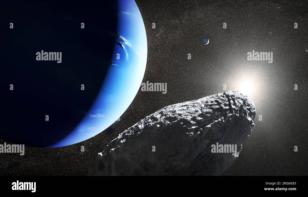 An artist's concept of Neptune's tiny moon Hippocamp Stock Photo - Alamy
