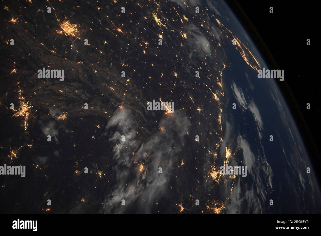 City lights of Little Rock, Memphis, Jackson, New Orleans, Birmingham ...