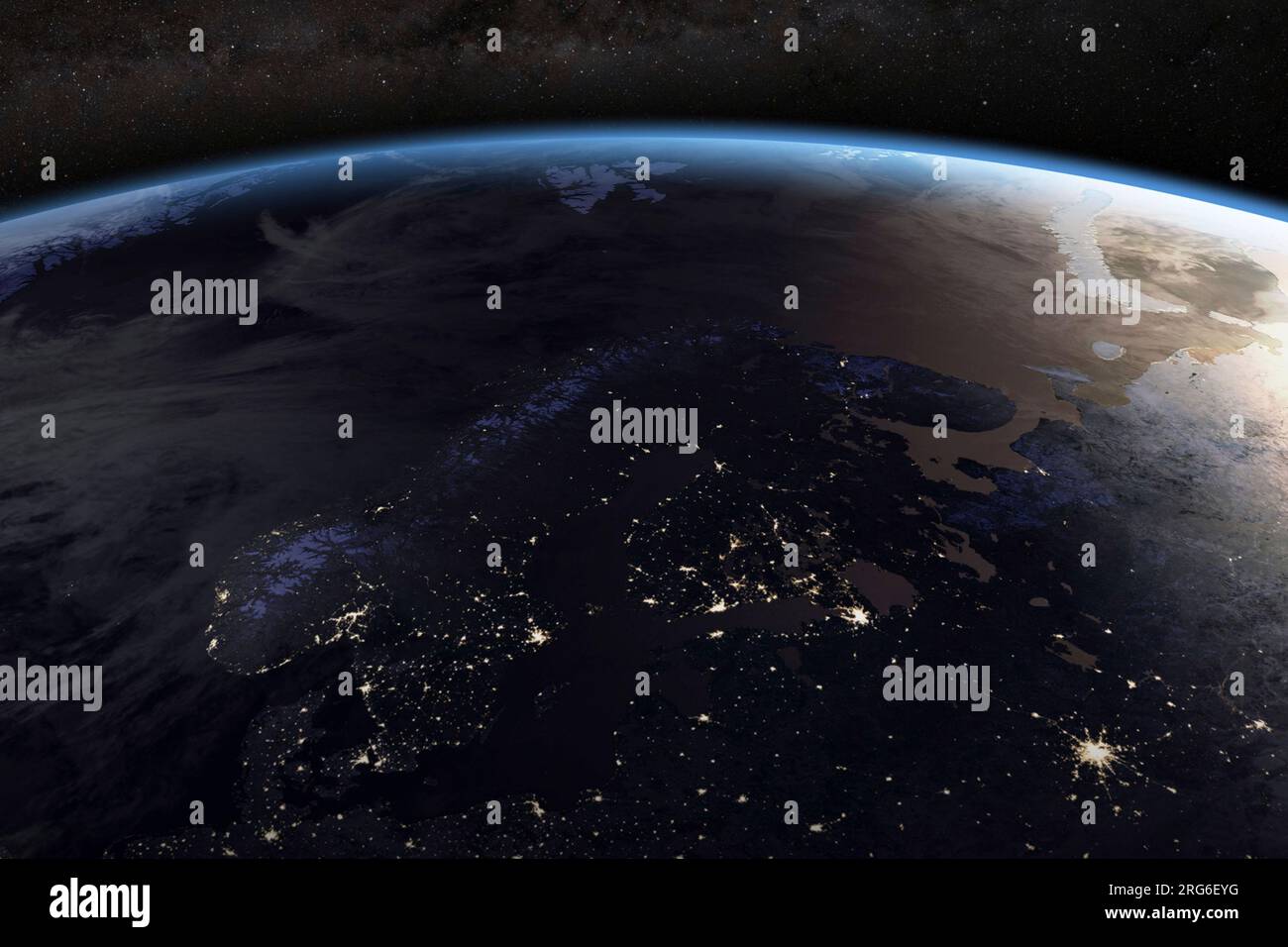 Nighttime view of far northern Europe measuring nightime light ...