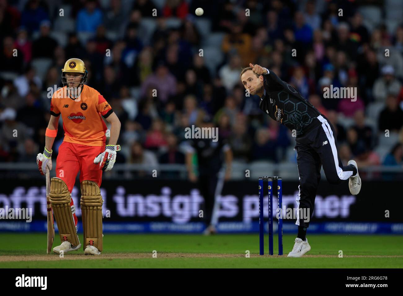 Tom Hartley of Manchester Originals in bowling action during The ...