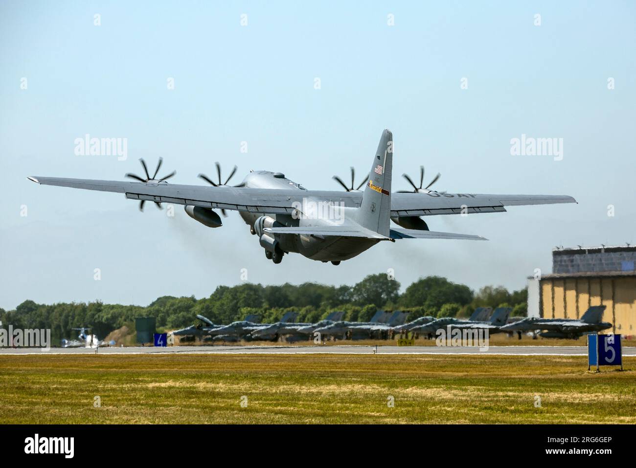 Air National Guard C-130H Hercules taking off during Exercise Air ...