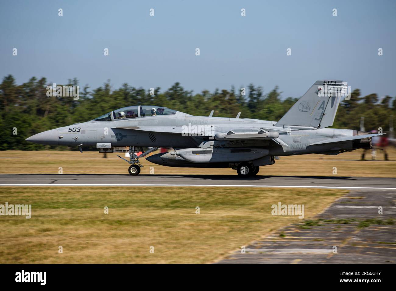 U.S. Navy EA-18G Growler taking off during Exercise Air Defender 2023 ...
