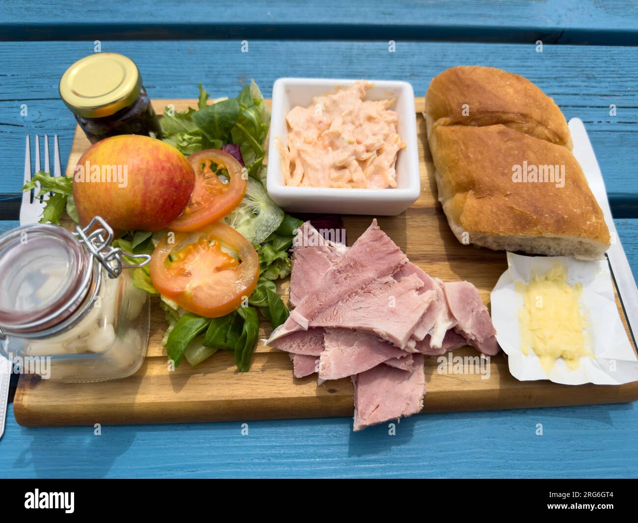 A ham ploughmans lunch Stock Photo - Alamy