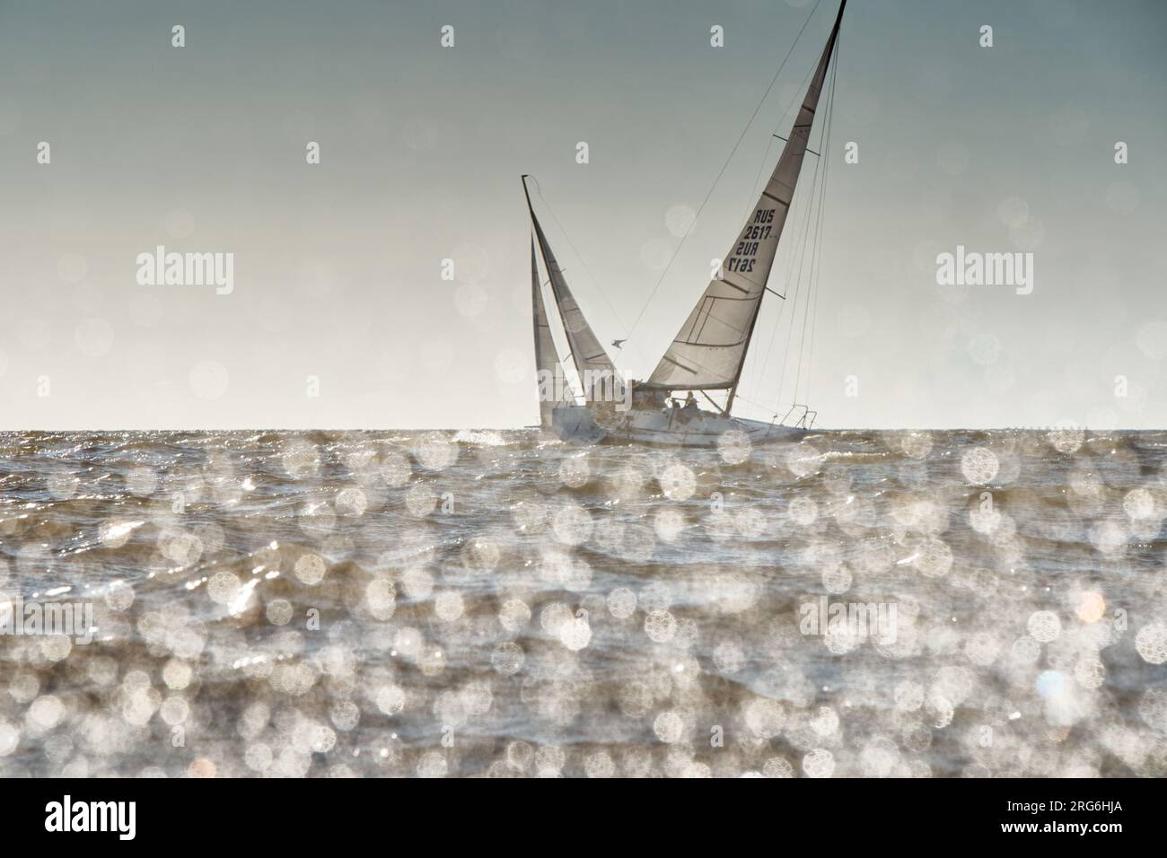 The view through the spray of how the two sailboats are heeling at ...