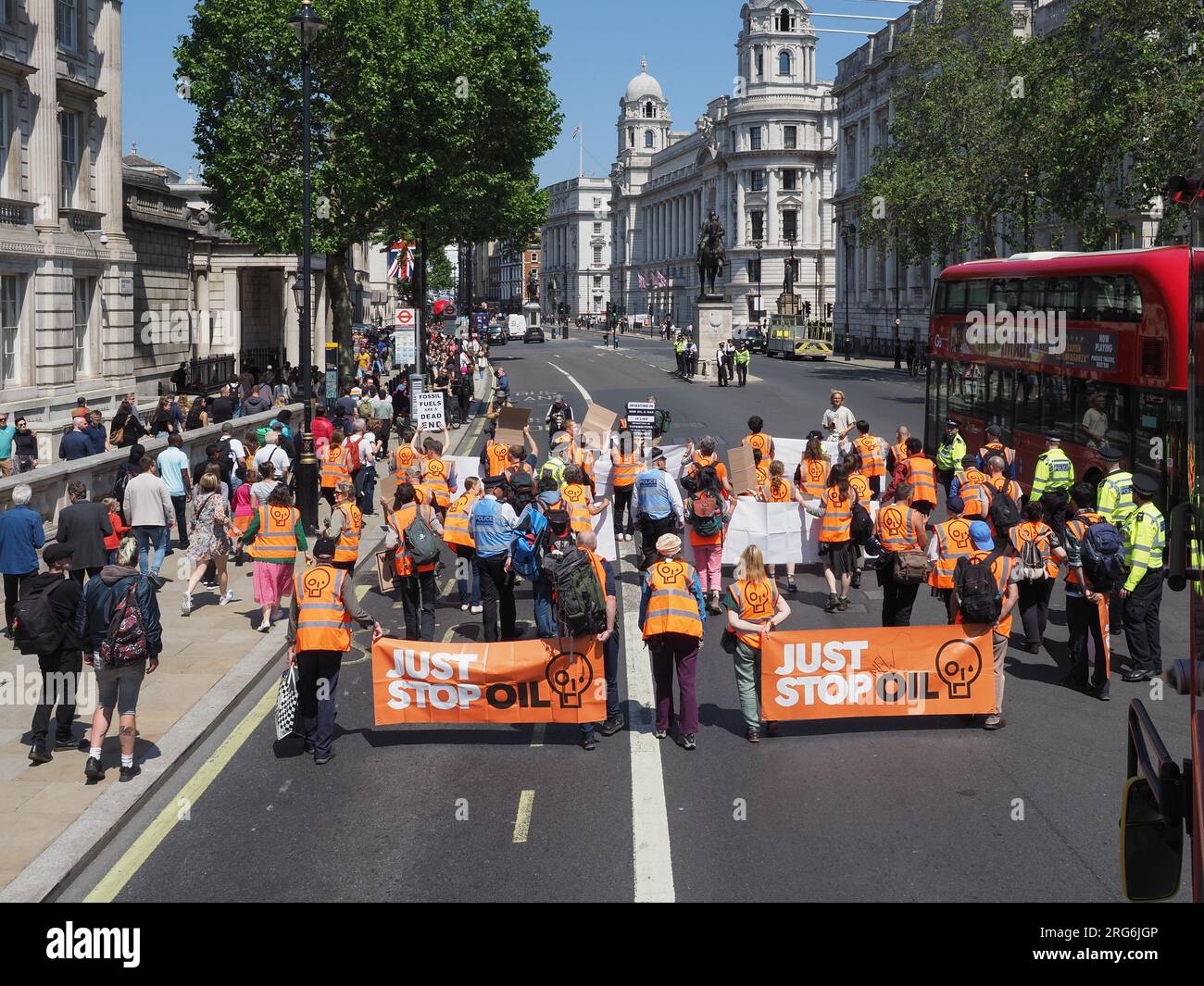 LONDON, UK - JUNE 08, 2023: protest by Just Stop Oil environmental ...