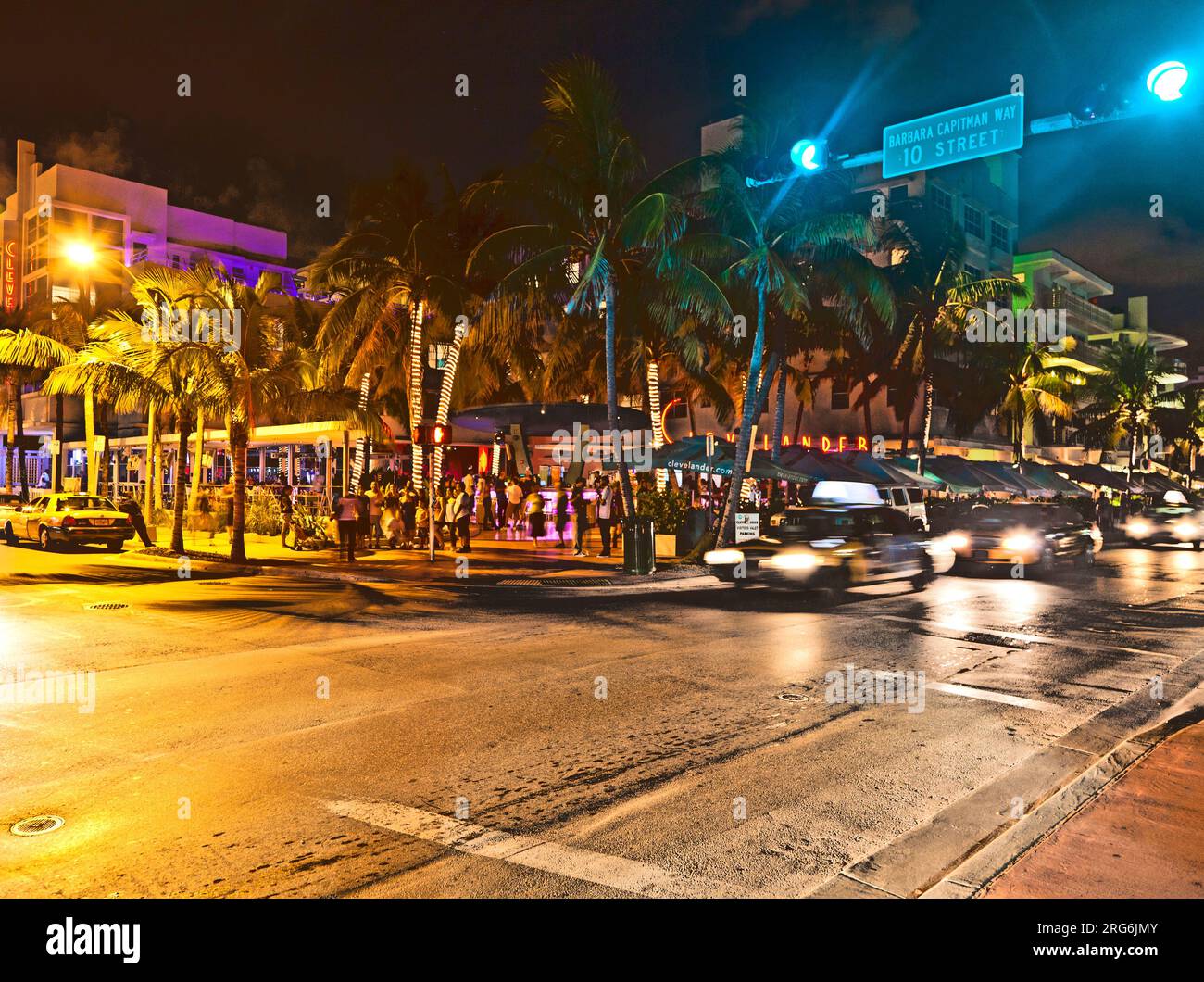 MIAMI BEACH, FL AUGUST 2: Night view at Ocean drive on August 02,2010 ...