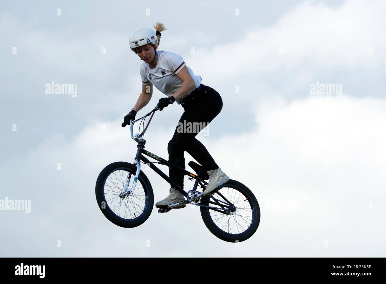 Germany's Kim Lea Muller competes in the BMX Freestyle Women's Elite ...