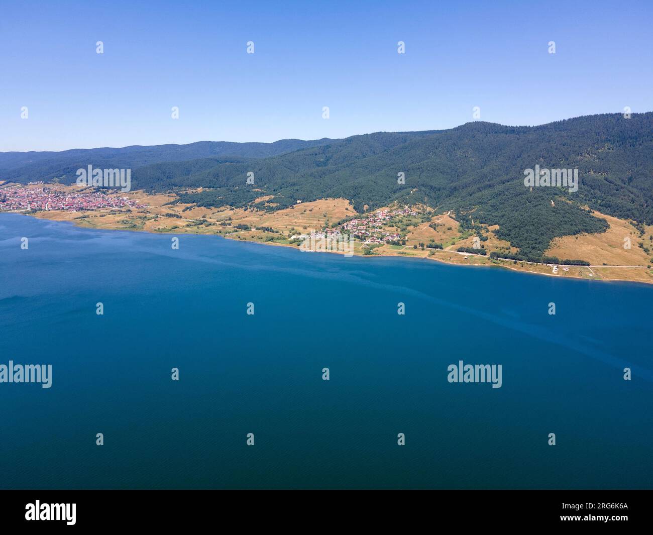 Aerial Summer view of Dospat Reservoir near town of Sarnitsa ...