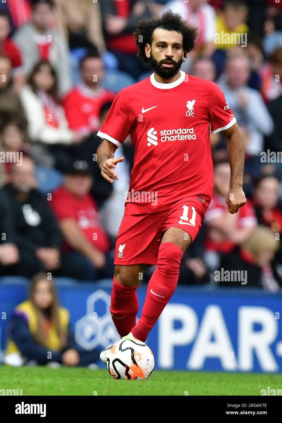 Preston, UK. 07th Aug, 2023. Mohamed Salah (Liverpool FC) with the ball during the Pre-season ...