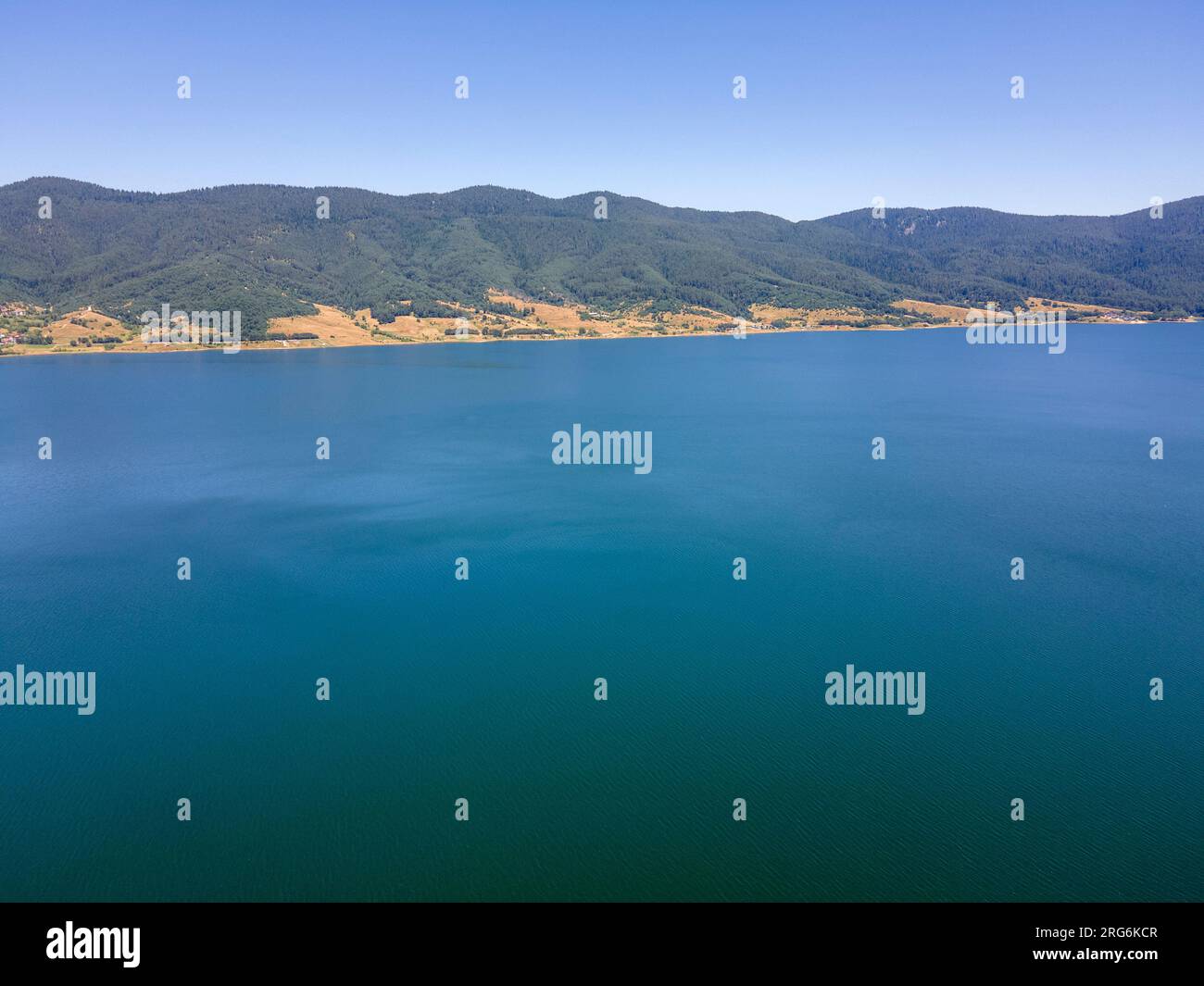 Aerial Summer view of Dospat Reservoir near town of Sarnitsa ...