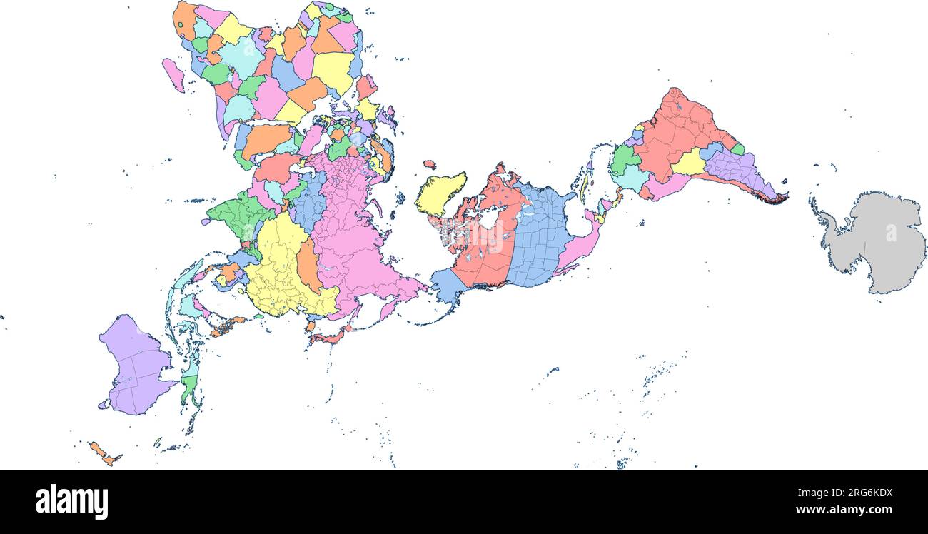 Vector Political World Map Fuller Projection, Dymaxion World map Stock ...
