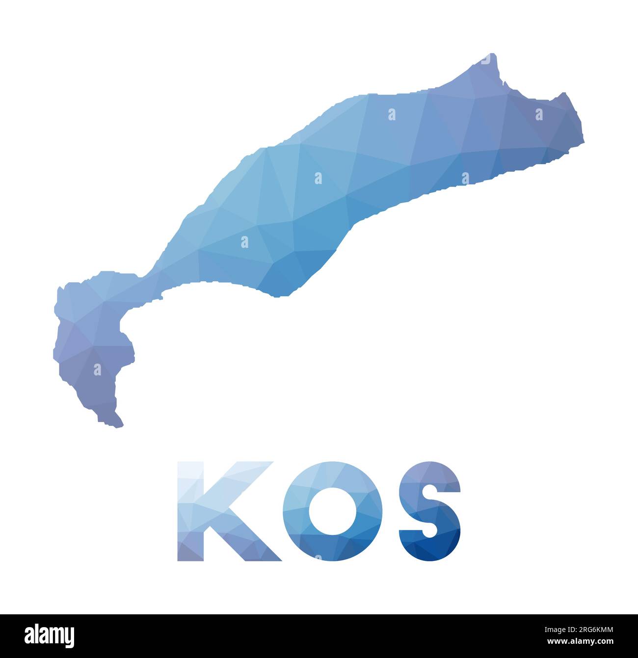 Low poly map of Kos. Geometric illustration of the island. Kos ...