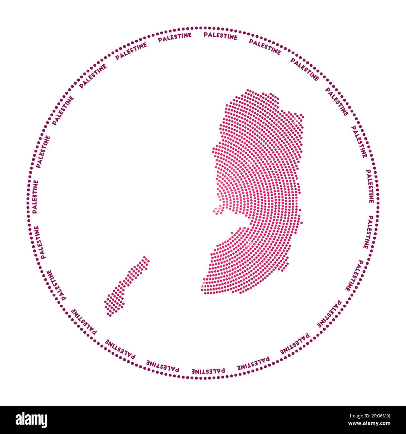 Palestine round logo. Digital style shape of Palestine in dotted circle ...