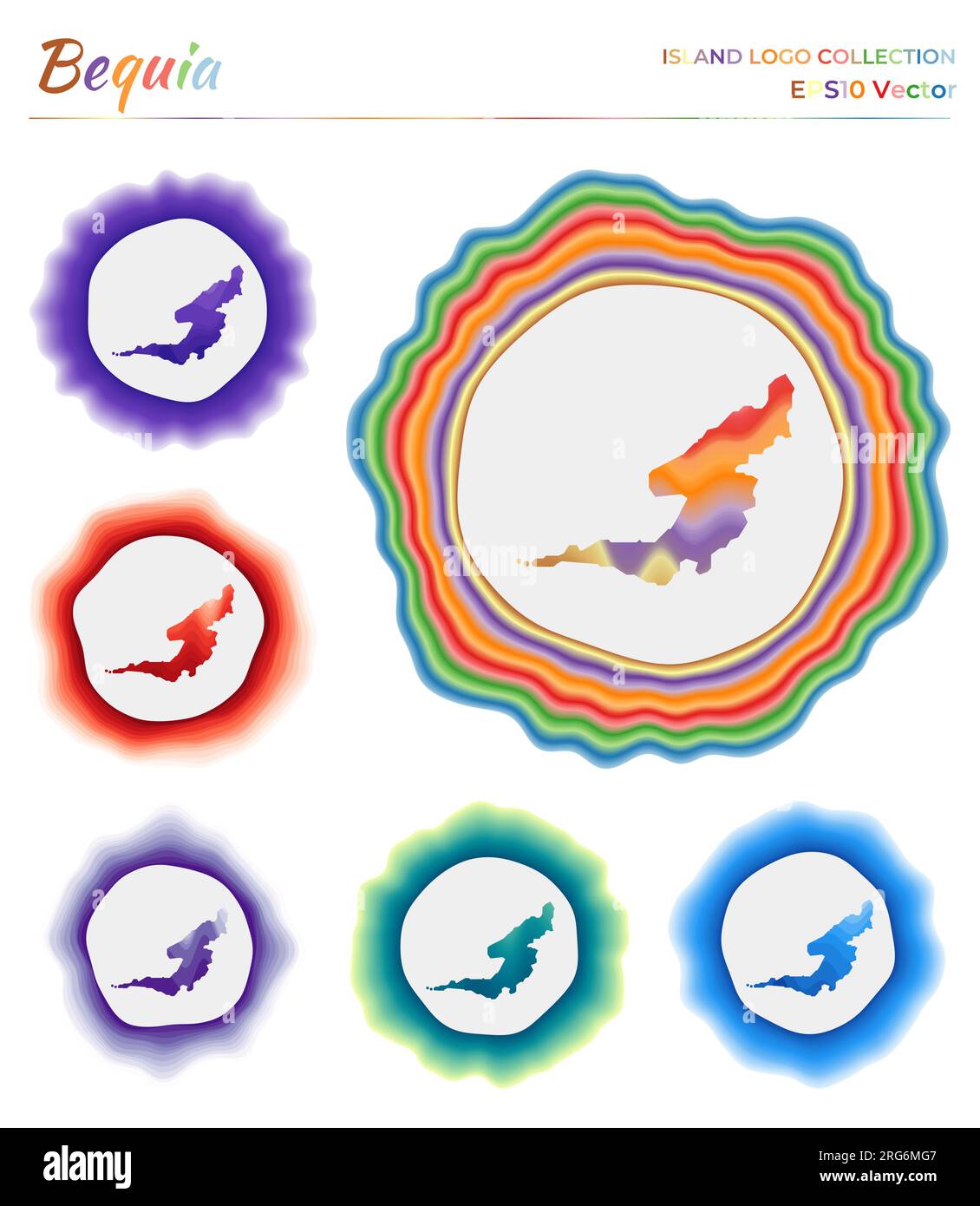 Bequia logo collection. Colorful badge of the island. Layers around ...