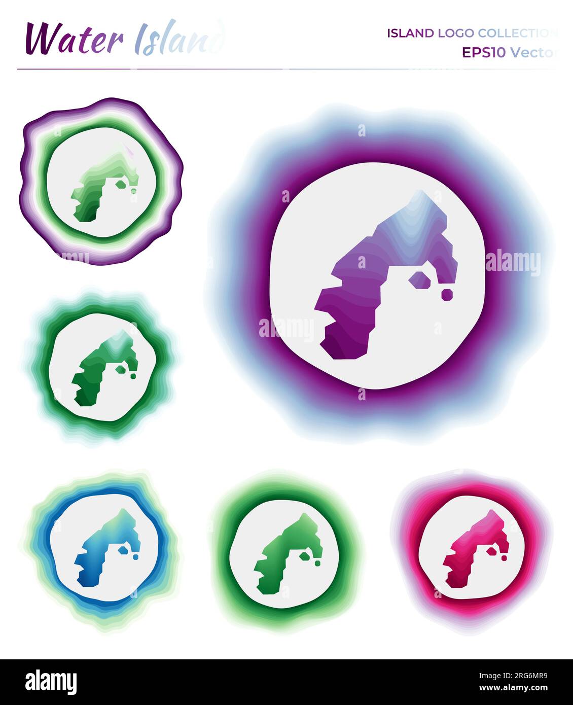 Water Island logo collection. Colorful badge of the island. Layers ...