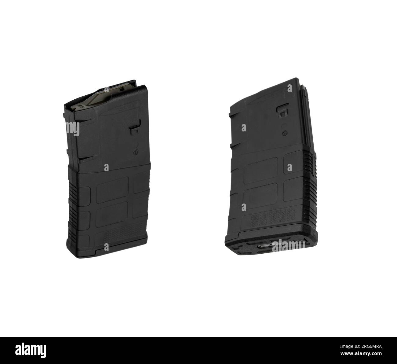 Plastic clip for cartridges. Assault rifle magazine isolated on white ...