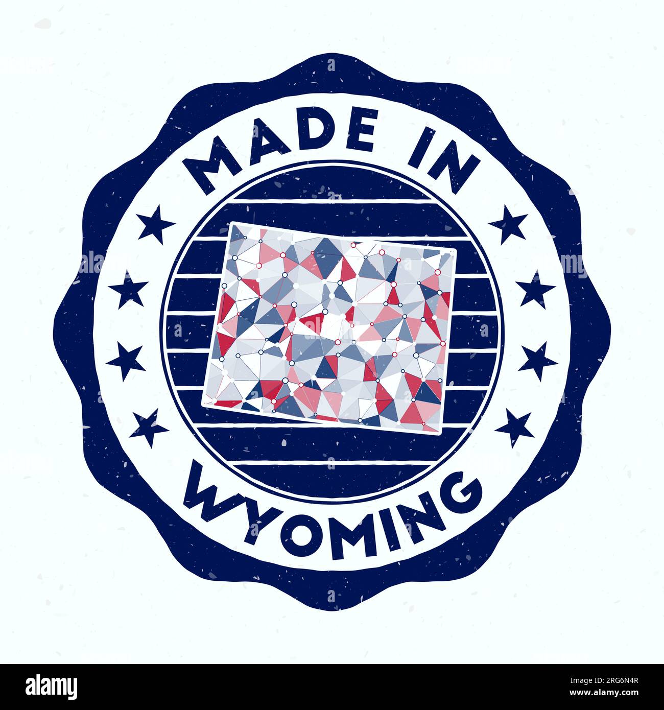 Made In Wyoming. US state round stamp. Seal of Wyoming with border ...