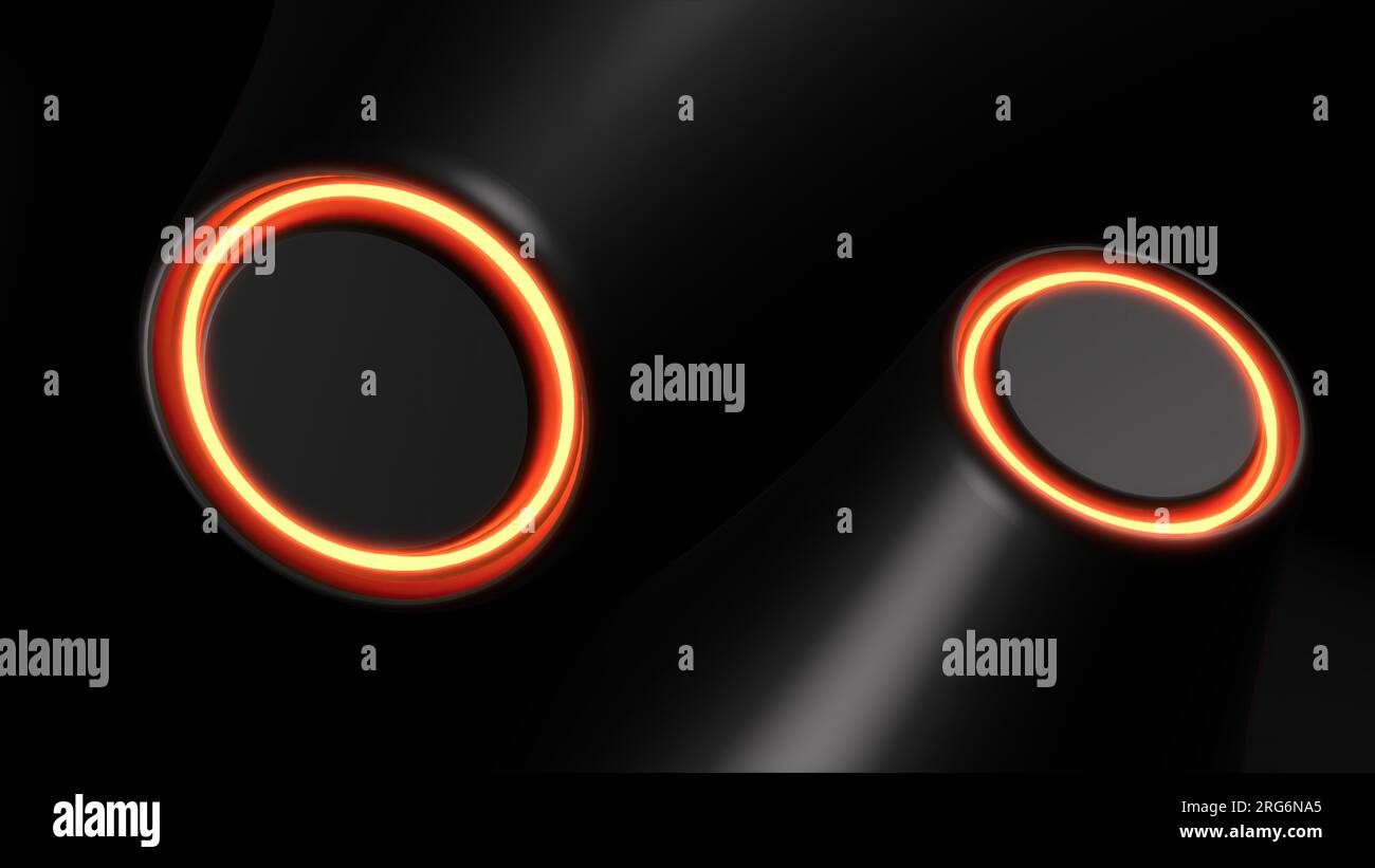 A sci-fi two light objects with a glowing orange and black elegant and ...
