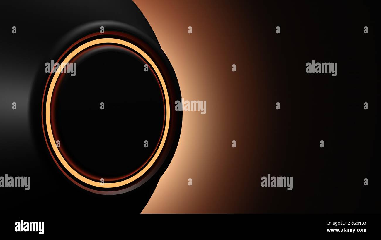 A sci-fi futuristic button zoomed in with a glowing orange and black ...