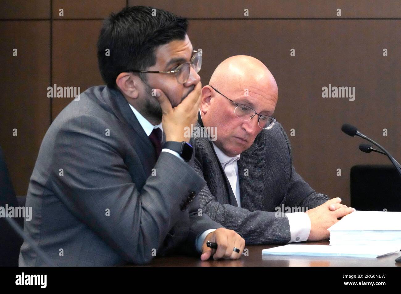 Attorney George Gomez, left, and Robert E. Crimo Jr., listen to Judge ...