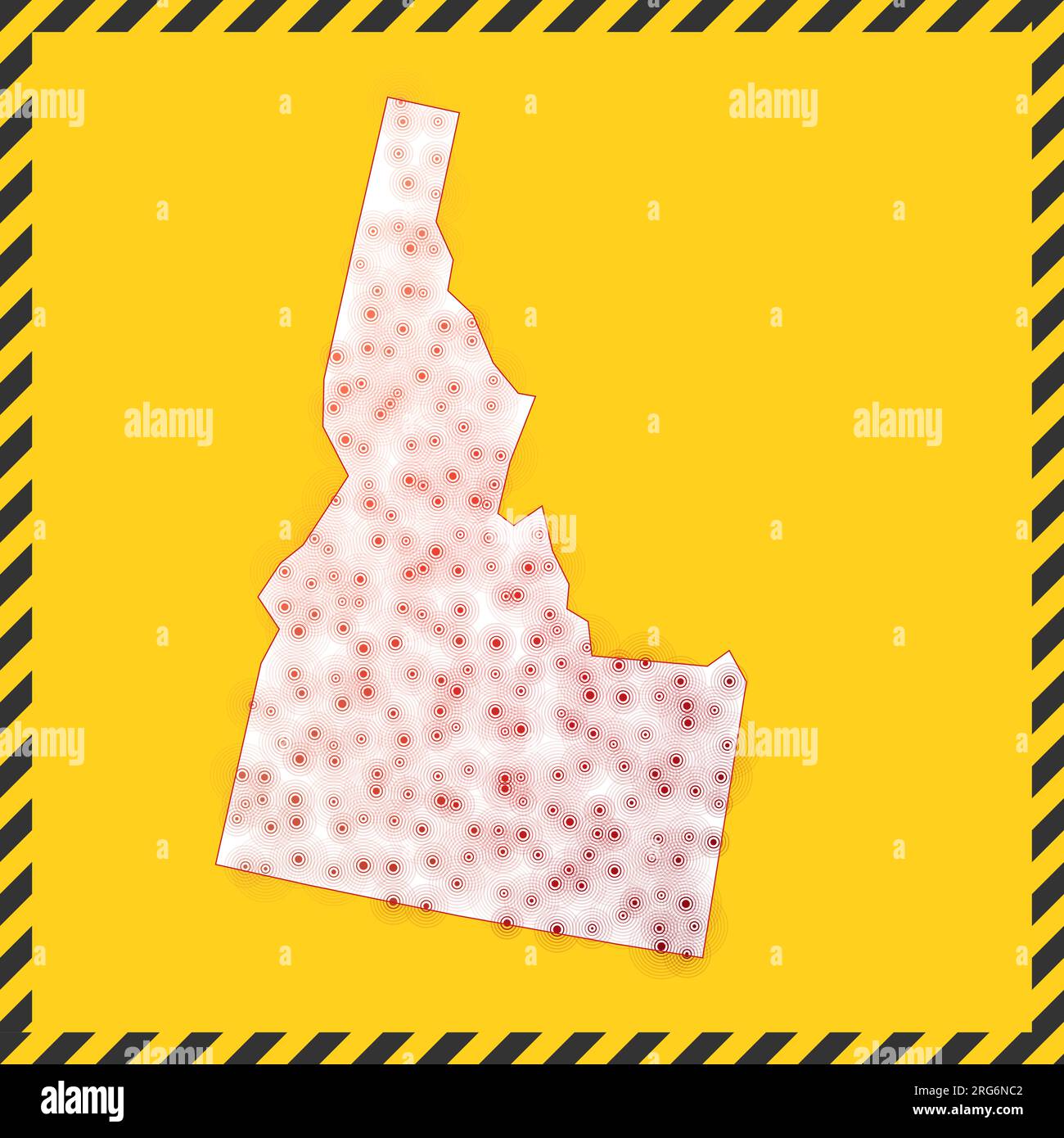 Idaho closed - virus danger sign. Lock down US state icon. Black ...