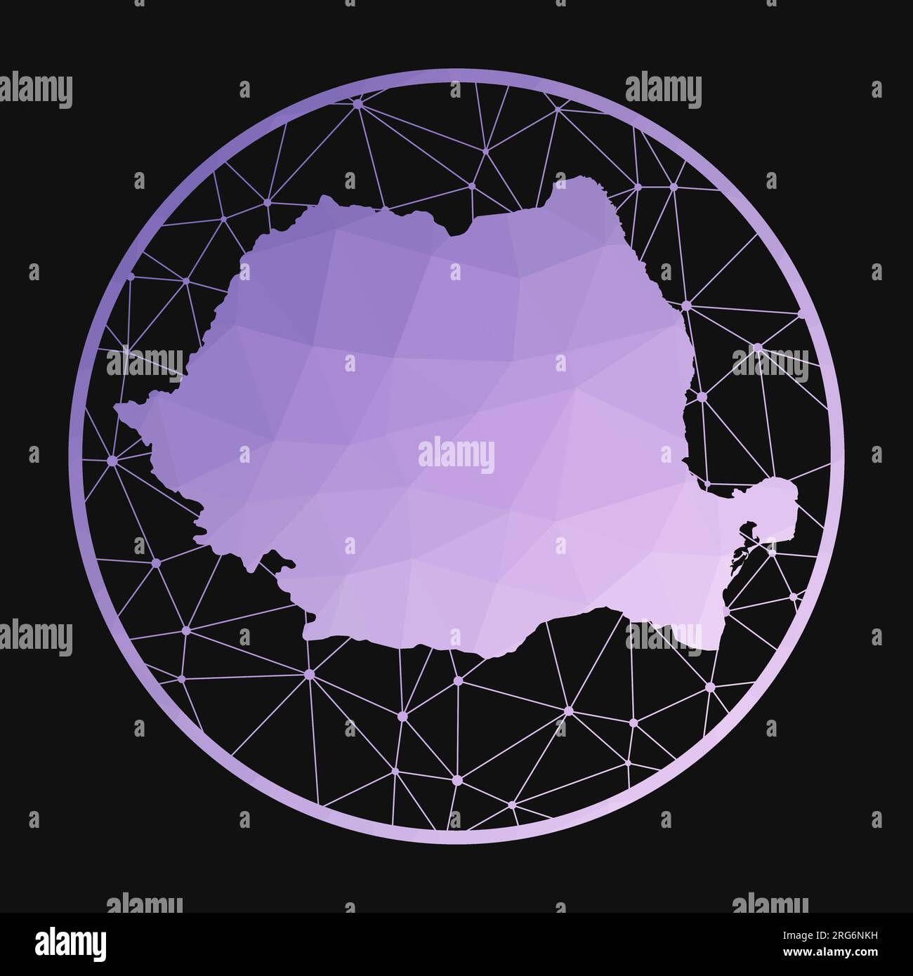 Romania icon. Vector polygonal map of the country. Romania icon in ...