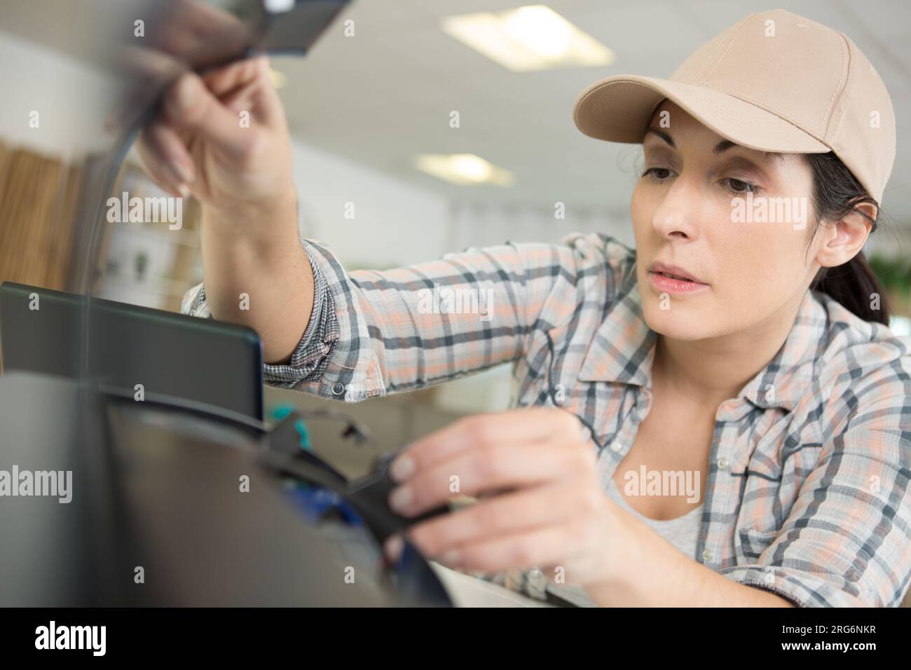 Woman printer home hi-res stock photography and images - Alamy
