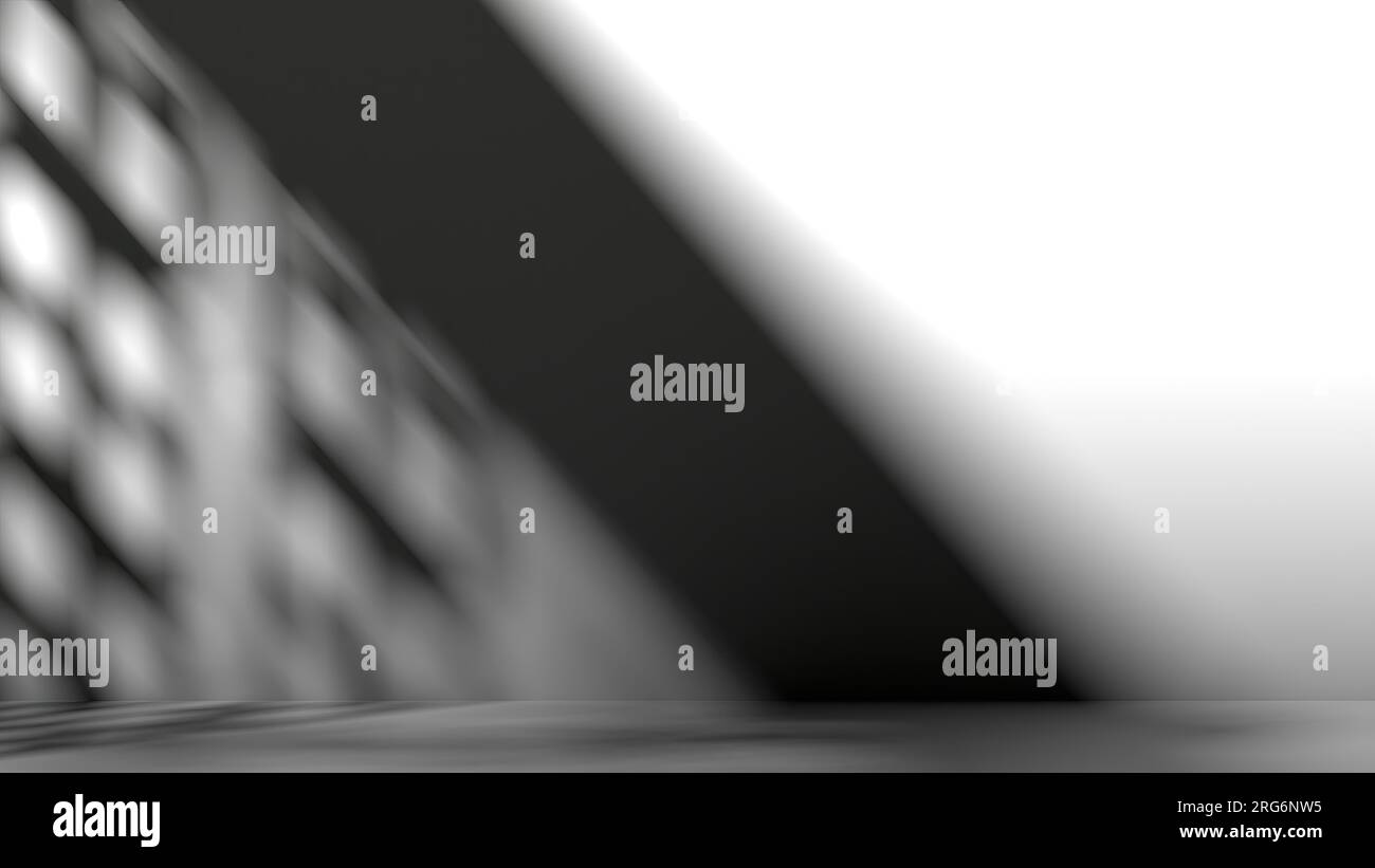 Diagonal shadows of lattice windows with pillars with light coming into ...