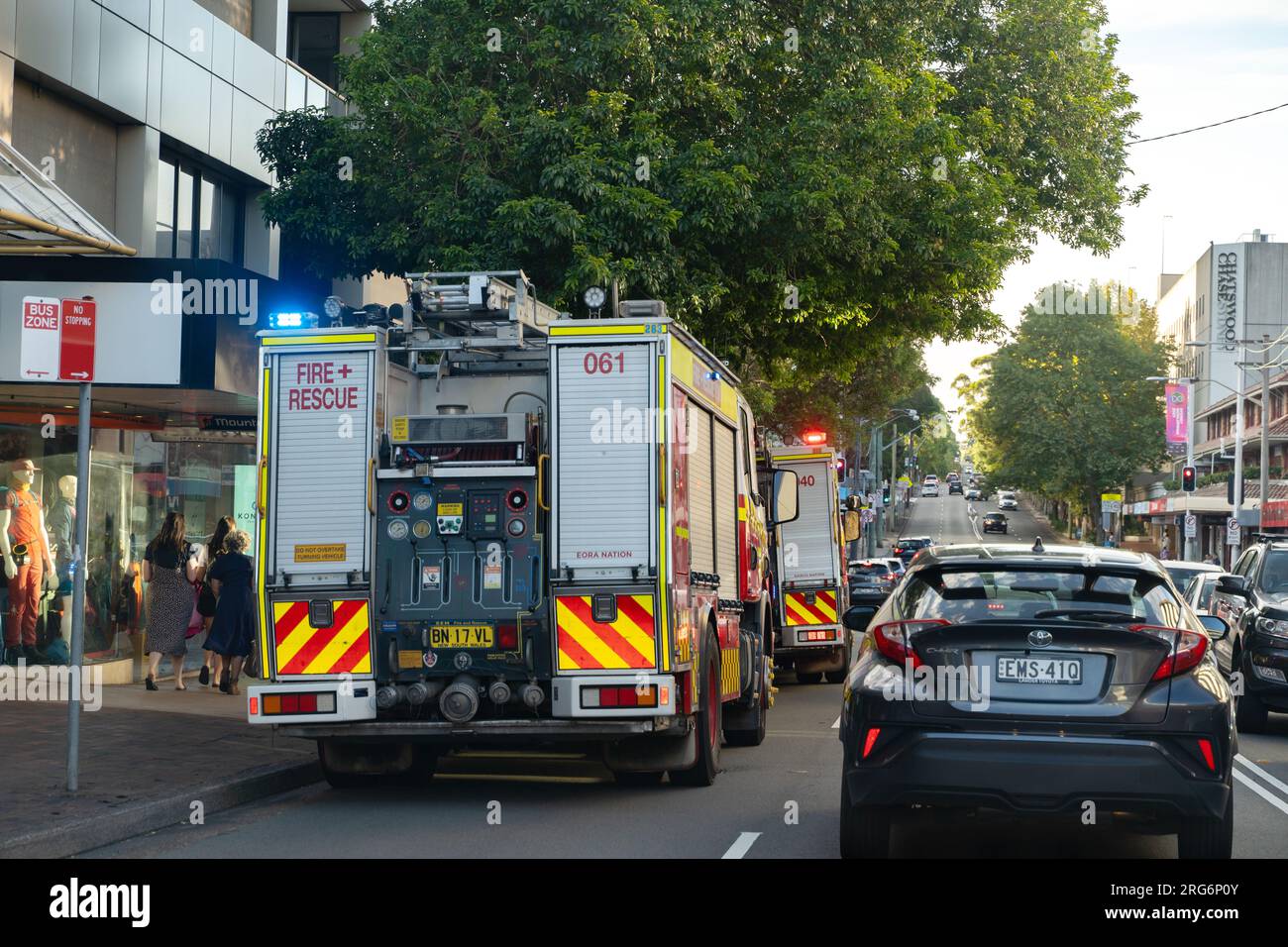 Fire Rescue Truck responding at the Fire Alarm Stock Photo - Alamy