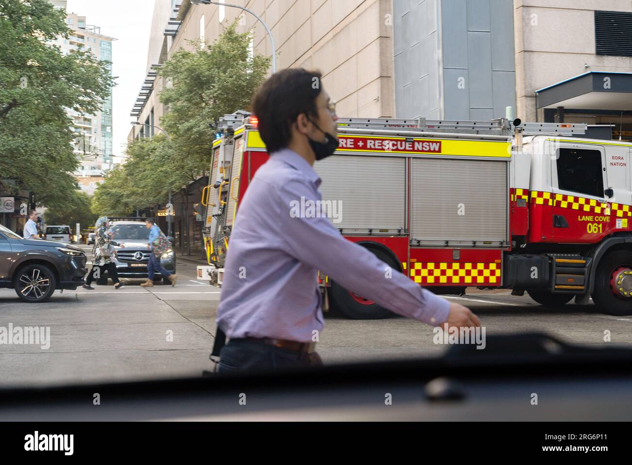 Fire Rescue Truck responding at the Fire Alarm Stock Photo - Alamy