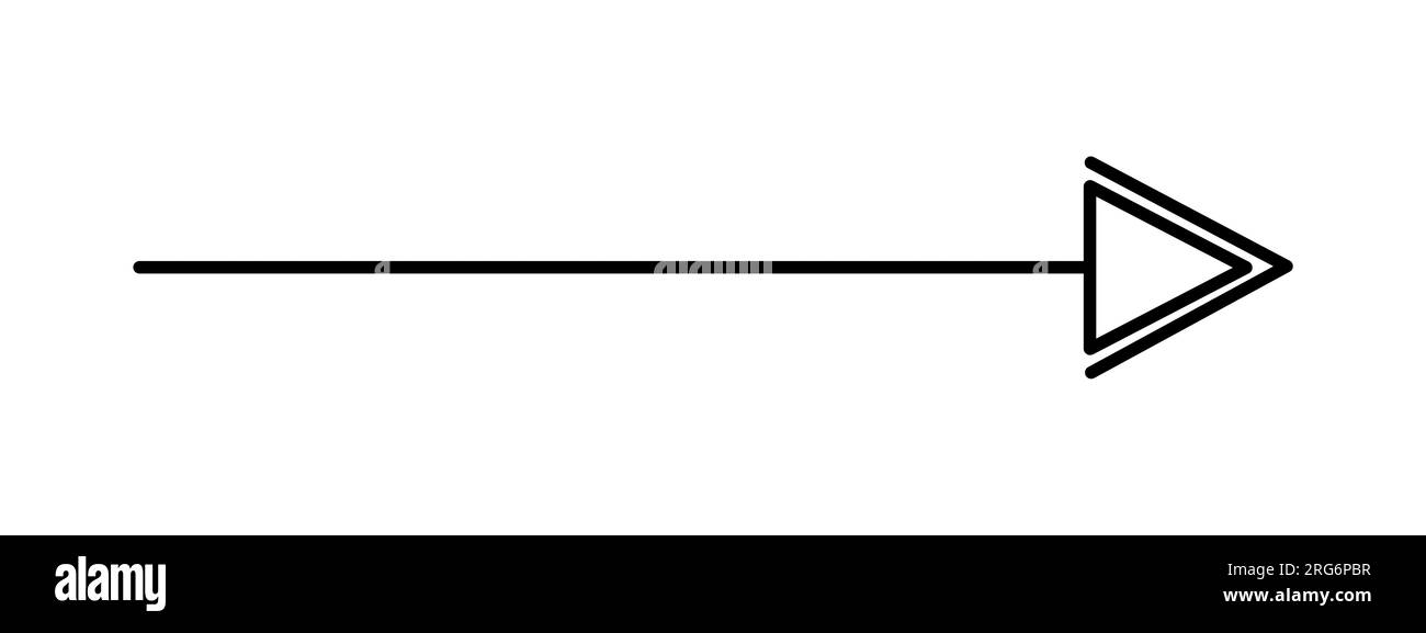 Arrow simple hand drawn vector illustration, horizontal sign pointing ...