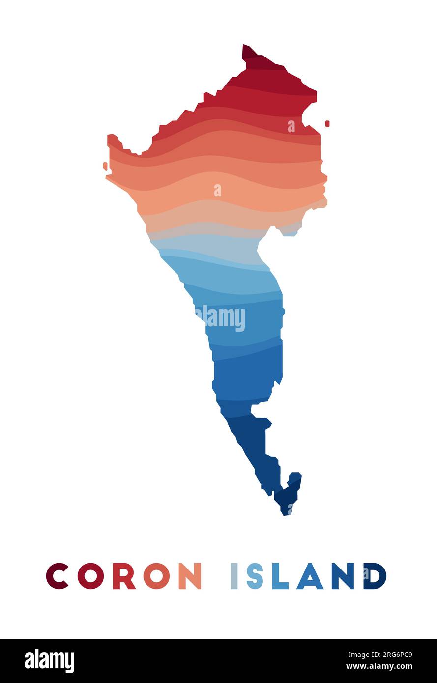 Coron Island map. Map of the island with beautiful geometric waves in ...