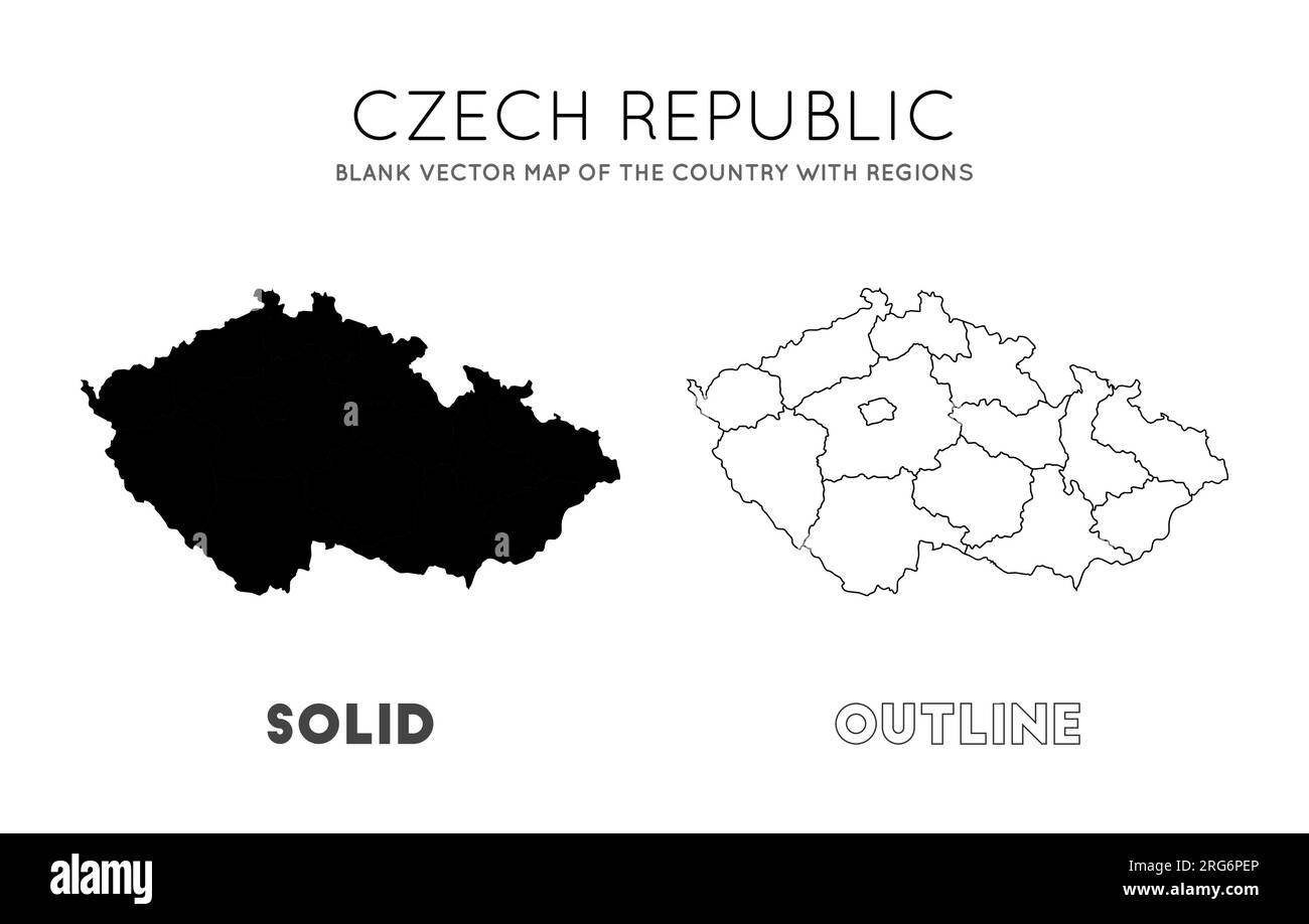 Czech Republic map. Blank vector map of the Country with regions ...