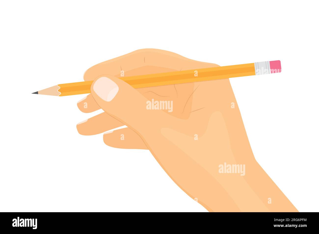 hand holding pencil; drawing, writing, sketching concept- vector ...
