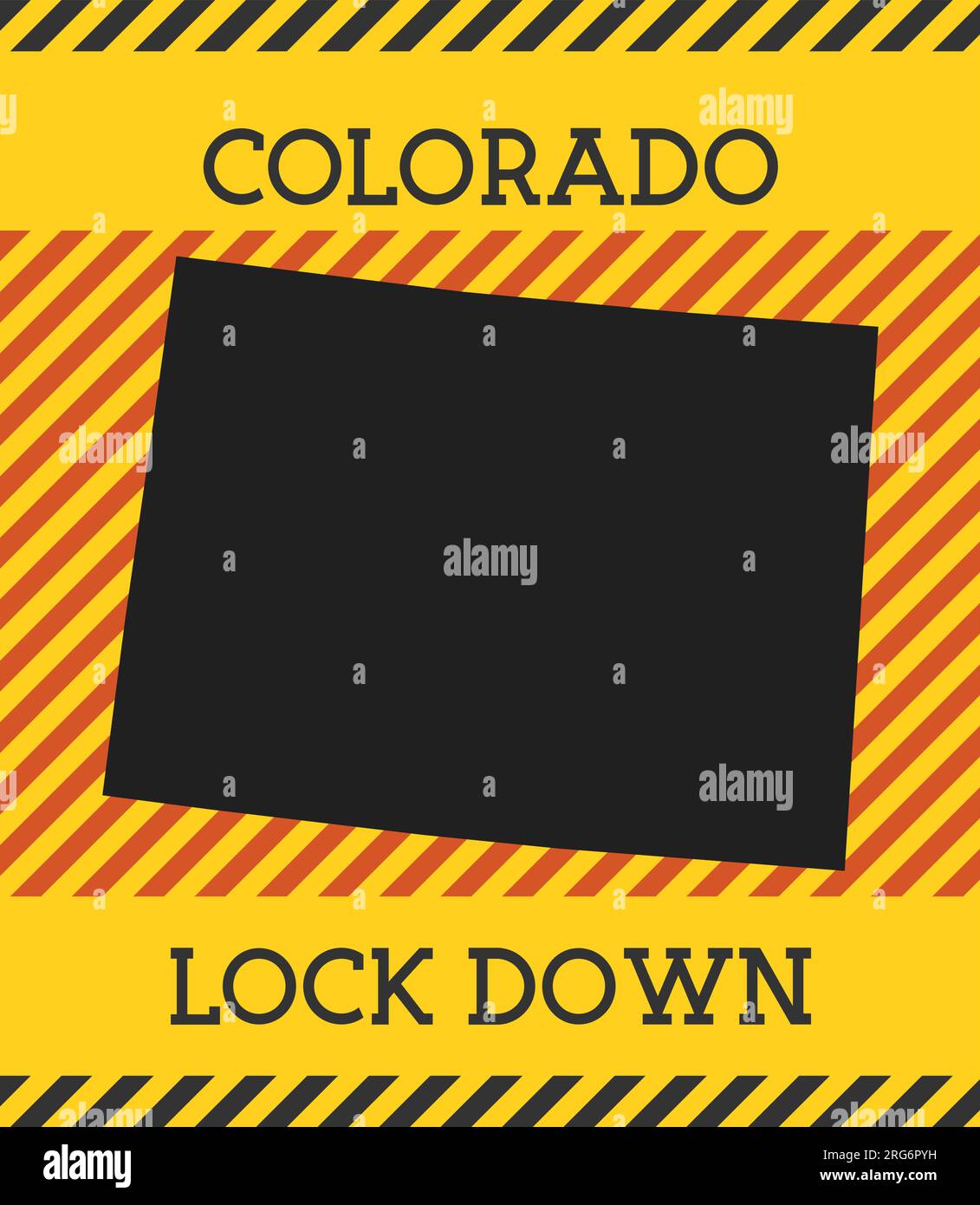 Colorado Lock Down Sign. Yellow US state pandemic danger icon. Vector ...