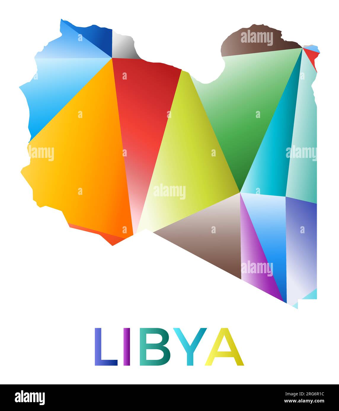 Bright colored Libya shape. Multicolor geometric style country logo ...