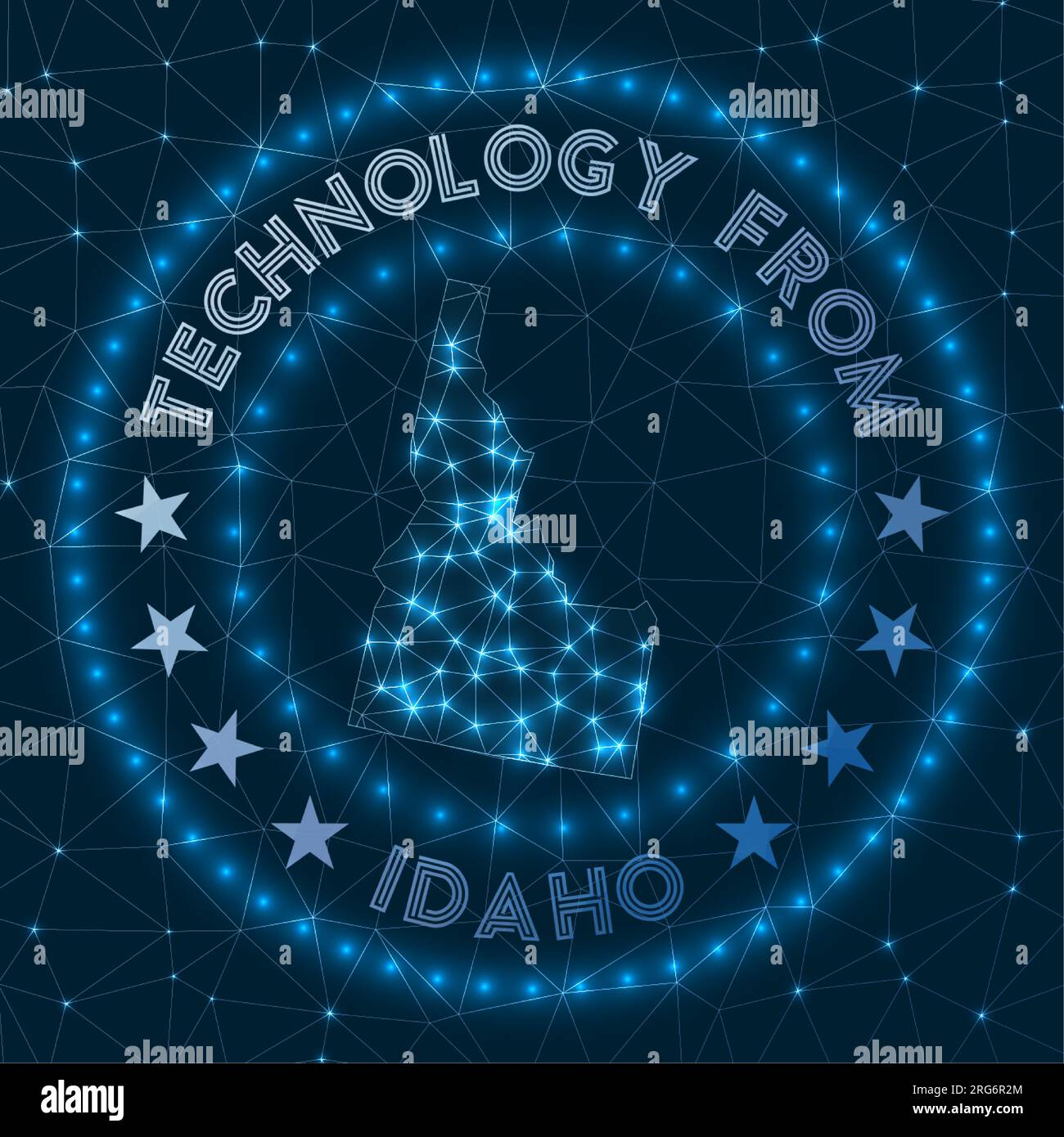 Futuristic geometric badge of the US state of Idaho. Technological ...
