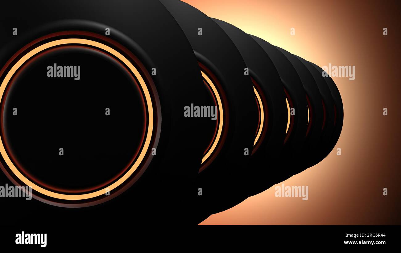 A sci-fi futuristic button neatly arranged with a glowing orange and ...