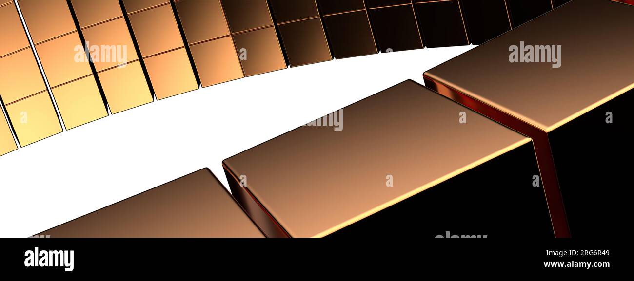 Straight line of a cube of geometric boxes bronze metallic Elegant and ...