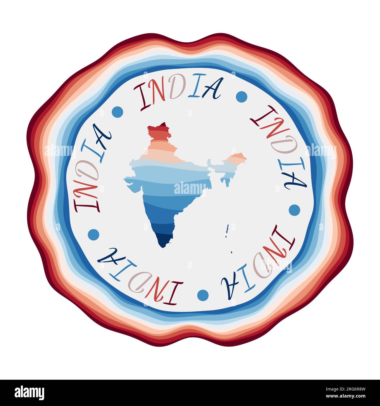 India badge. Map of the country with beautiful geometric waves and ...