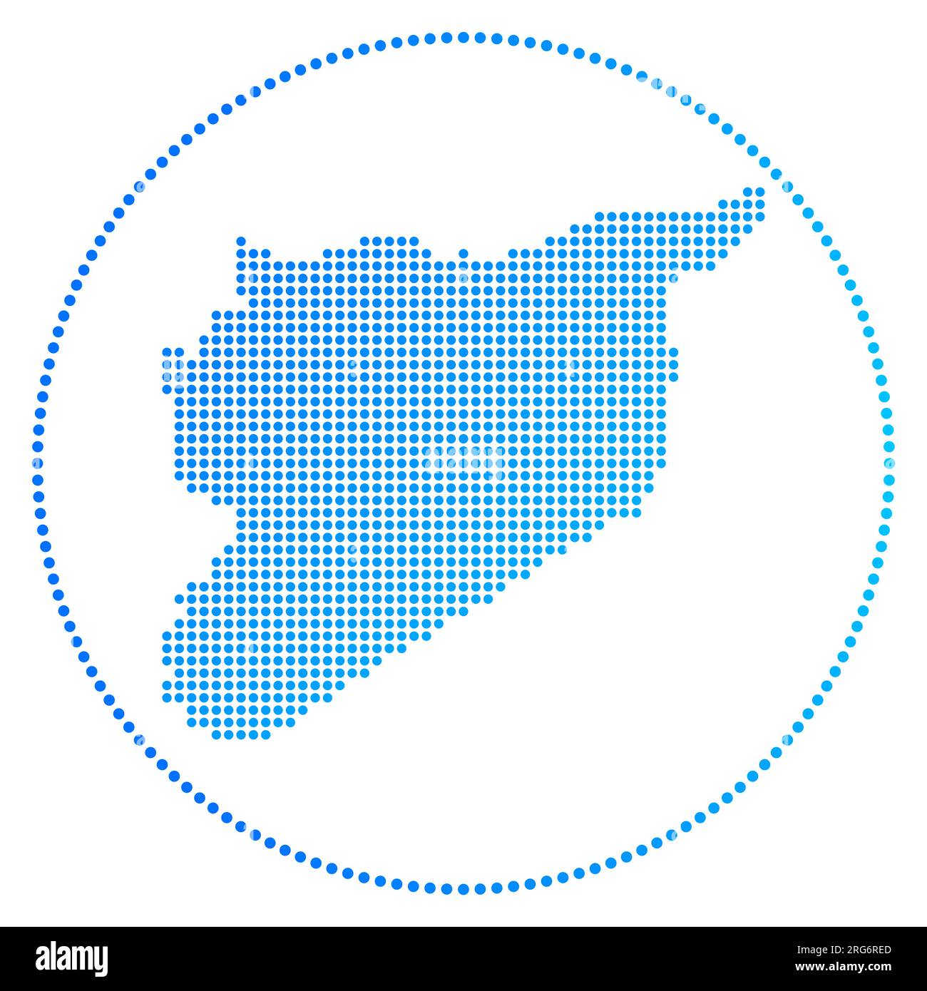 Syria digital badge. Dotted style map of Syria in a circle. Tech icon ...